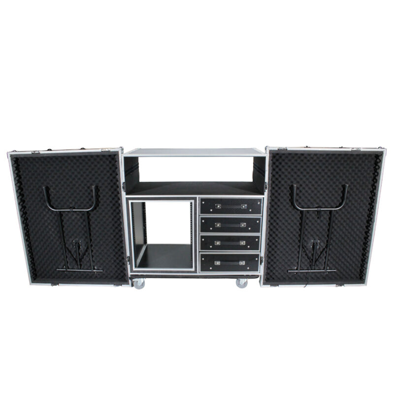 Dual-Table Case And Mixing Console Workstation W-Casters – Sigmet