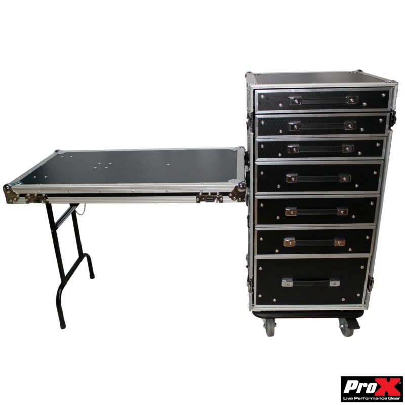 7 Drawer Workstation Case W-Folding Lid Side Table on Wheels – Sigmet